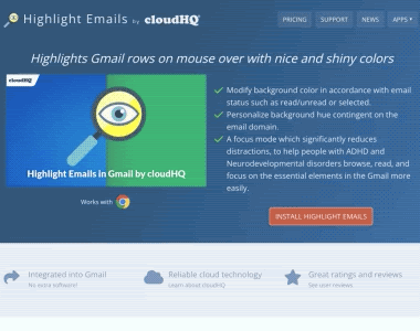 Highlight Emails in Gmail by cloudHQ